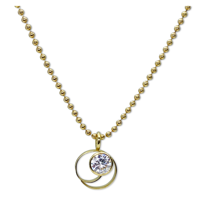 Large Coil Button Pendant in Gold with Moissanite. - Ayesha Large Coil Button Pendant in Gold with Moissanite. - Ayesha